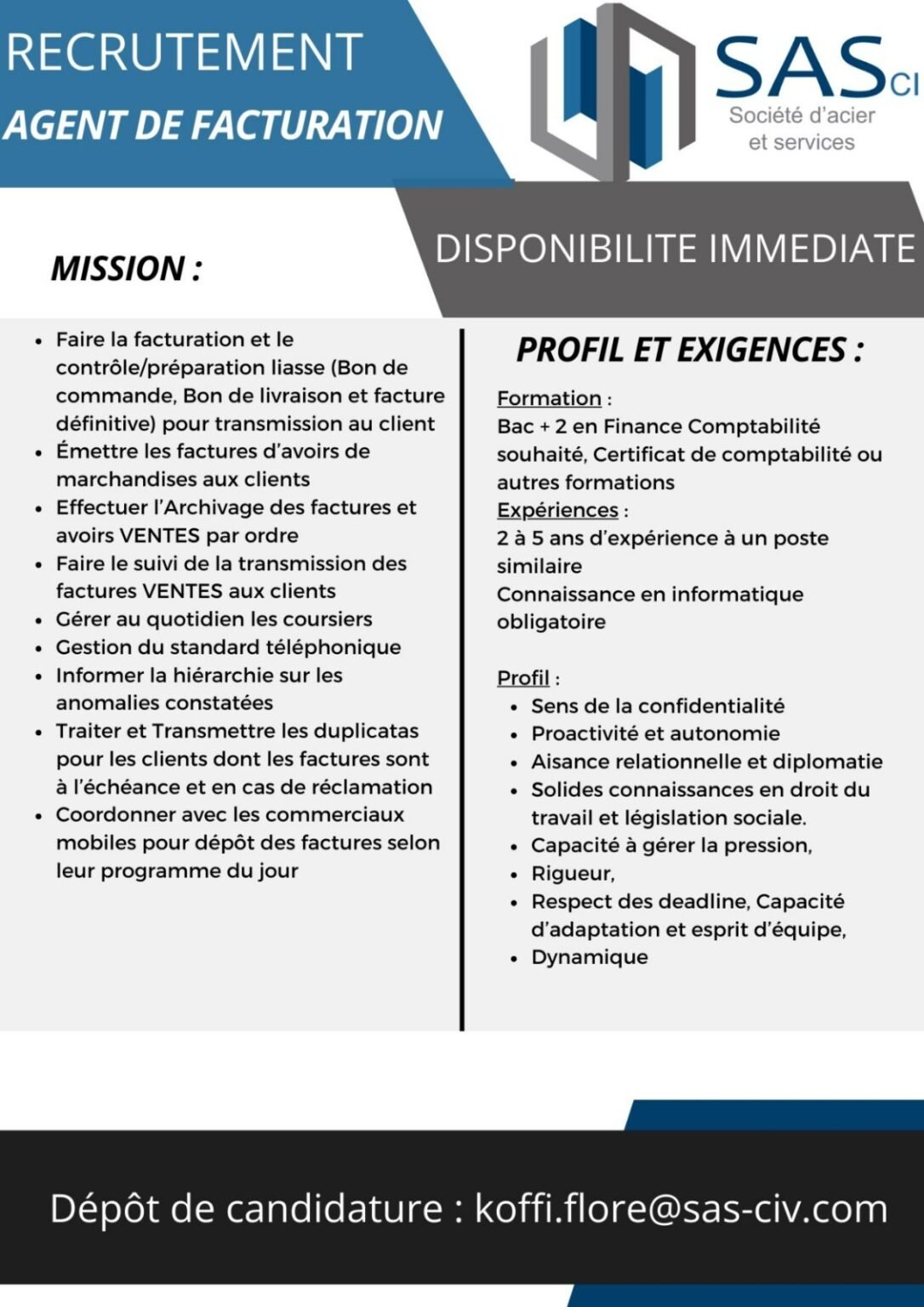 AGENTS DE FACTURATION - Ma Carriere